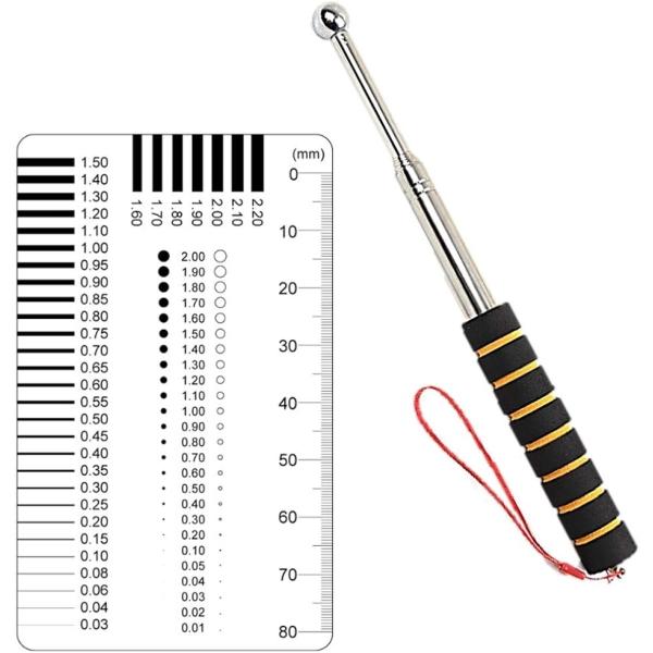 ・打音棒 クラックスケール 2点セット 。打音検査 検査棒 打診棒 打音診断棒 打診ハンマー 伸縮式 壁 点検に＊・打音棒：コンクリート、モルタル、タイル 面や塗装面が下地から剥離していないか調査する棒です。調査する面で転がしたり叩いたりす...