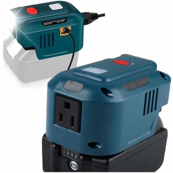 マキタ の バッテリー で、家庭用 の コンセント が使える ポータブル電源 モバイルバッテリー に。makita 純正 の USB用アダプタ ADP05 や ADP08 はUSBだけですが、本製品はコンセントも使えますマキタの バッテリー...