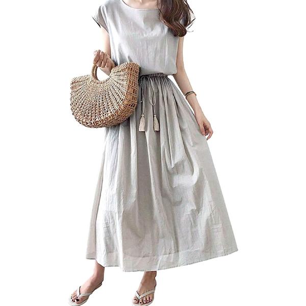 バリエーションコード : 2B8PG0Y1Q6・メイン素材: コットン・素材構成: 65% 綿， 35% ポリエステル・ふんわりナチュラルな風合いが特徴の薄手の綿素材を使用したワンピースです。・ウエストには可愛いタッセルリボンを用いており、...