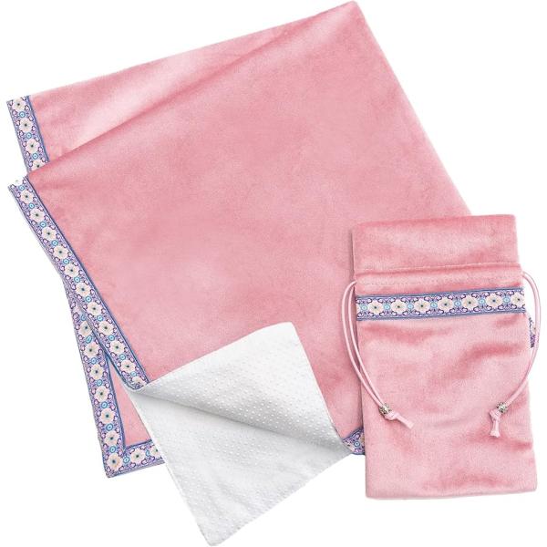 バリエーションコード : 2B4QQVWJ04「デザイン」パステルカラーの滑り止め付きタロットクロス。無地のベルベット素材にかわいいデザインの縁取り。タロットカード オラクルカード ルノルマンカード など カード占い 全般に重宝する占いのマ...