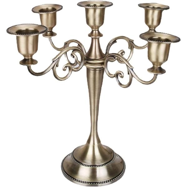 バリエーションコード : 2B2P35XGPU・5本用キャンドルホルダー、1個です。・アンティークな見た目が素敵なろうそく立てです。お城の晩餐にでも飾って有りそうな見た目はおしゃれなインテリアにもなります。・アルミニウム合金製で重さもあり、...