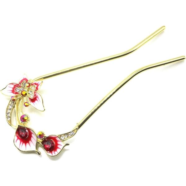 バリエーションコード : 2B4T6SX8F4「バタフライモチーフかんざし」美しい花にとまる蝶々をデザインした簪は日本の和を愛する女性の美しさを演出してくれます。アンティーク＆華麗でヨーロピアン調な二本挿しかんざしで、日常にささやかな輝きを...