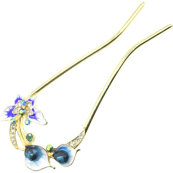 バリエーションコード : 2B4T6SX8F4「バタフライモチーフかんざし」美しい花にとまる蝶々をデザインした簪は日本の和を愛する女性の美しさを演出してくれます。アンティーク＆華麗でヨーロピアン調な二本挿しかんざしで、日常にささやかな輝きを...