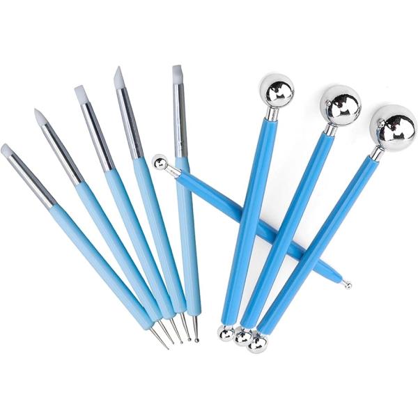 ・パッケージ内容：シリコン筆x5本；細工棒x4本；初心者から上級者まで様々な需要に対応できる粘土道具9点セットです・特徴:軽量で、持ちやすく、操作も簡単です。両面設計により、作業の効率が大幅にアップします。エンボス加工に最適で、すべての彫刻...