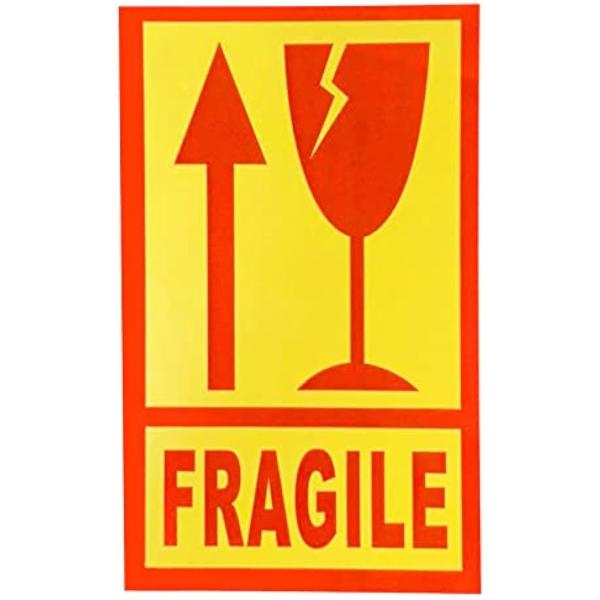 ・《抜群の視認性です》天地無用シールと取扱注意シールの2つの役割を兼ね備える荷札シールの決定版商品です。大容量100シール入り。・シートサイズ：26.3x18.3cm　シール1枚のサイズ：5.3x8.8cm　シート数：10　シール数：100...