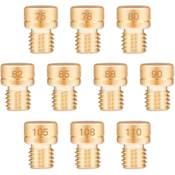 バリエーションコード : 2BJI33V9KC「メインジェットセット詳細」キャブレターメインジェット75、#78、#80、#82、#85、#88、#90、#105、#108、#110。合計10個セットです。ご購入頂く前に、ご自分のキャブレタ...