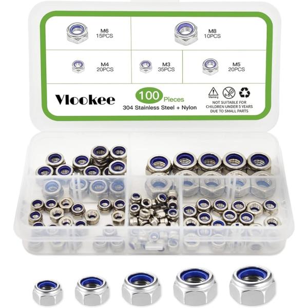 ・「ナット パッケージ詳細」ロックナット ：m3（35pcs）、m4（20pcs）、m5（20pcs）、 m6（15pcs）、 m8（10pcs）。六角ロックナットセット合計100個セットです。・「フランジロックナットの優れた素材」こ六角ナ...