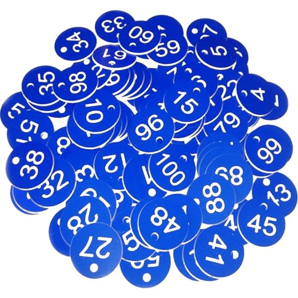 バリエーションコード : 2B4YOX8IQF・ナンバー1番から100番までの番号札 100枚。リング付きです。・サイズ：直径(約)3.5cm，厚さ(約）1.3mm・プラスチック製なので軽量で丈夫、扱いやすさが特徴です。・ロッカー番号や、ド...