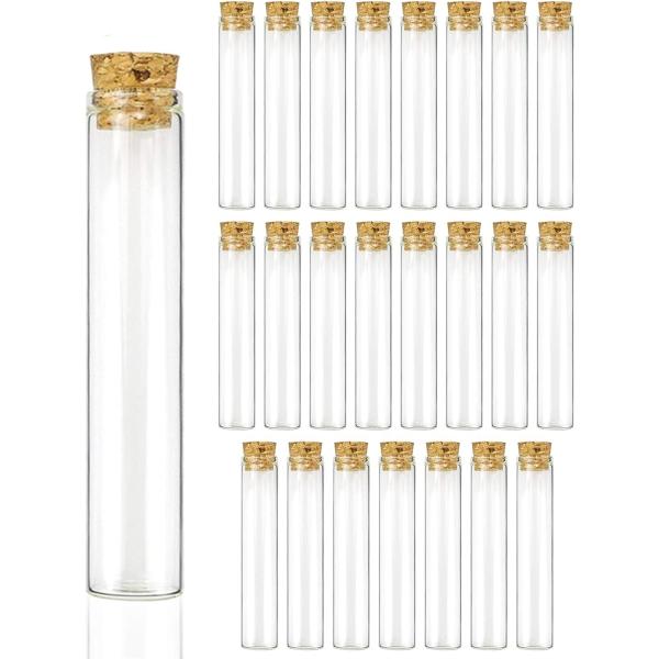 「おしゃれなガラス瓶」見た目も可愛いコルク栓付きのおしゃれなガラス瓶です。ハーバリウムのディスプレイや一輪挿し用の花瓶として、お部屋のインテリアに最適です。底が平面になっているため置く際も安定します。「嬉しい24本セット」コスパにこだわった...