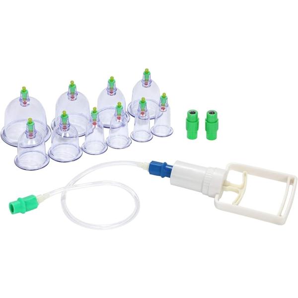 カップ：6.5cmx1、5.5cmx1、5cmx2、4.5cmx2、3.3cmx2、3cmx2（合計10個）仕様：カップと磁気でリラックス（簡易包装です）内容：吸引器本体、延長チューブ、カップx6種類10個、磁気棒x2本