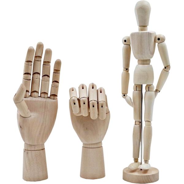 バリエーションコード : 2B639WIVCG・簡単なデッサンのモデルにぴったり。木製のデッサン用人形、モデル人形です。人形だけでなく、右手と左手、それぞれのハンドマネキンも付いたうれしい3点セットです。・昔ながらのベーシックなデザイン。人...