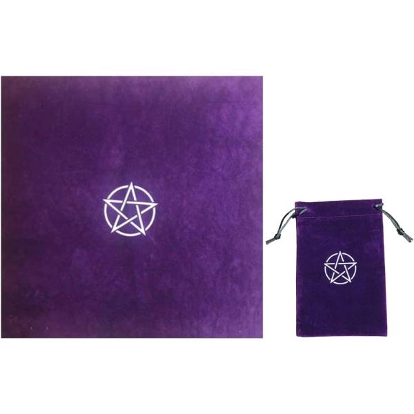 バリエーションコード : 2B6KVXUJ5Q・クロス：フランネル素材　ポーチ：ベルベット ＊トップ画像のクロスとポーチの大きさは縮尺が違いますのでご注意ください。・クロスは50cmx50cmで中心にペンタグラムのプリント、タロットクロスと...