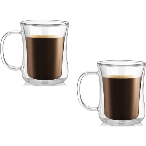 バリエーションコード : 2B669T6J1G・耐熱性の2重構造のダブルウォールマグカップです。・中国茶やコーヒーなどを入れて＊ホットもコールドも保温を保つ構造です。・1つ1つ職人による吹きガラスなので形状に個体差があります。・内外表面に擦...