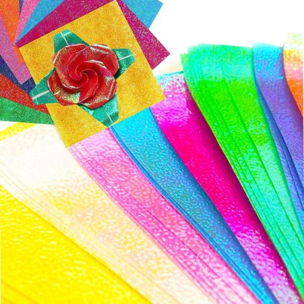 バリエーションコード : 2B68U56F3P・オーロラのようにキラキラ輝く、光沢のある折り紙セットです。通常のおりがみより大きい特大サイズ（25x25cm）です。・千羽鶴・切り紙・工作・ラッピング・手芸・幼稚園や保育園での制作・スクラップ...