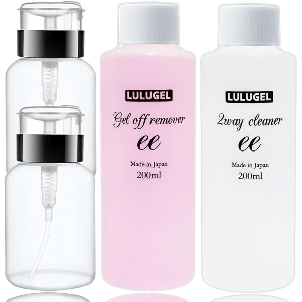 バリエーションコード : 2B93OHOLUR「LULUGELジェルネイル セット」日本製ジェルネイル リムーバー、ジェルクリーナー各200mlでジェルネイル オフと未硬化ジェル拭き取り、油分除去、ブラシ洗浄などができるジェルネイルセットで...