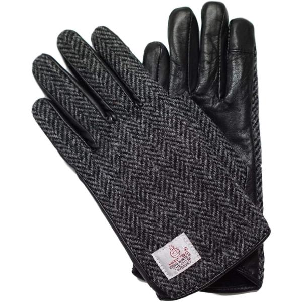 バリエーションコード : 2B6HFQQQJF・素材構成: 甲部分：毛100％　掌部分：羊革・甲部分：ハリスツイード　掌部分：羊革　インナー部：ポリエステル　中国製・「ノーマルタイプ」表記サイズ：21cm（S-M)　総丈23cm　甲幅10c...