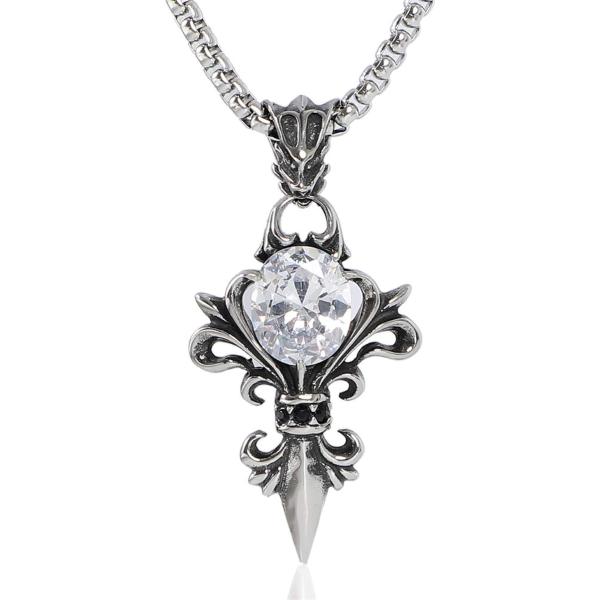 バリエーションコード : 2B6LL851I6・キュービックジルコニアをユリの紋章（フルール・ド・リス）で包み込んだデザインのネックレスです。チェーンとモチーフの接合部も細かく掘り込まれています。珍しいデザインアクセサリーなので、他人とは違...