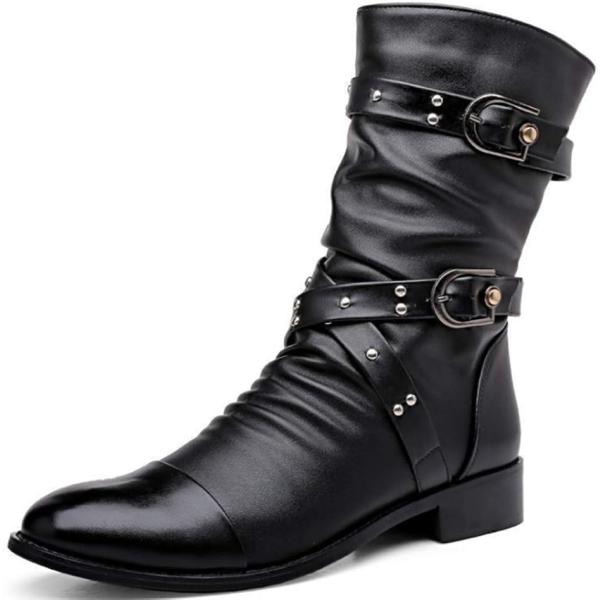 ・表地: フェイクレザー・ソール素材または裏地: 合成ゴム・ヒールのタイプ: フラット・留め具の種類: ファスナー・カジュアル エンジニア ライダース スタッズ メンズ ブーツになります。・ハードな着こなしに似合うエンジニアブーツです。スパ...