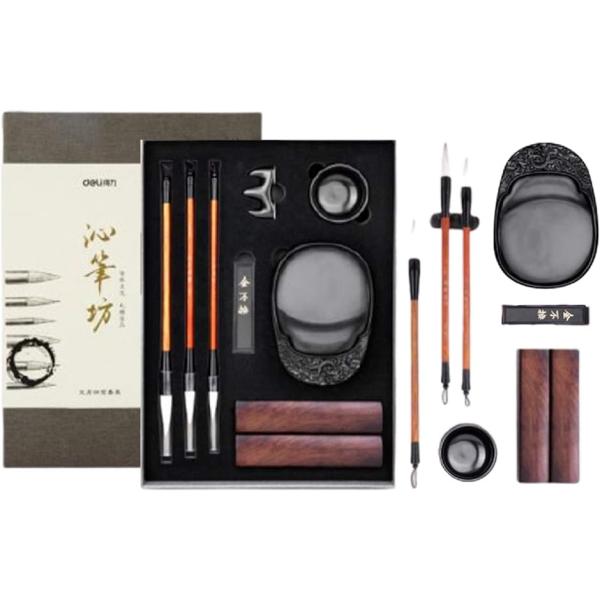 バリエーションコード : 2B6Q8T982V・書道に必要な文房四宝（筆、硯、墨、紙）の中、紙以外が揃い、さらに文鎮、筆置き、水差しも付属されているので、紙を揃えればすぐに書道が始められます。筆は太筆、中筆、小筆の3本セット。ハンドメイドの...