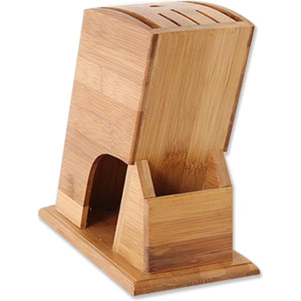 ・小さなペティナイフから幅広の中華包丁まで、さまざまなタイプの包丁を整理整頓して立てかけられる包丁スタンドです。・包丁の刃の形状に合わせた5つの収納穴と串用の穴が1つ空いており、お使いの包丁に合わせて入れられます。・素材の竹は耐水性や耐久性...