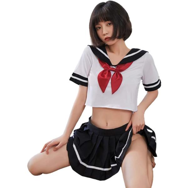 バリエーションコード : 2B6VY63T0X「セット内容」トップス+リボン+スカート+Tバック (4点セット) ＊ソックスは付属しておりません　「素材構成」ポリエステル96%+スパンデックス4%「サイズ」フリーサイズ (バスト88-112...