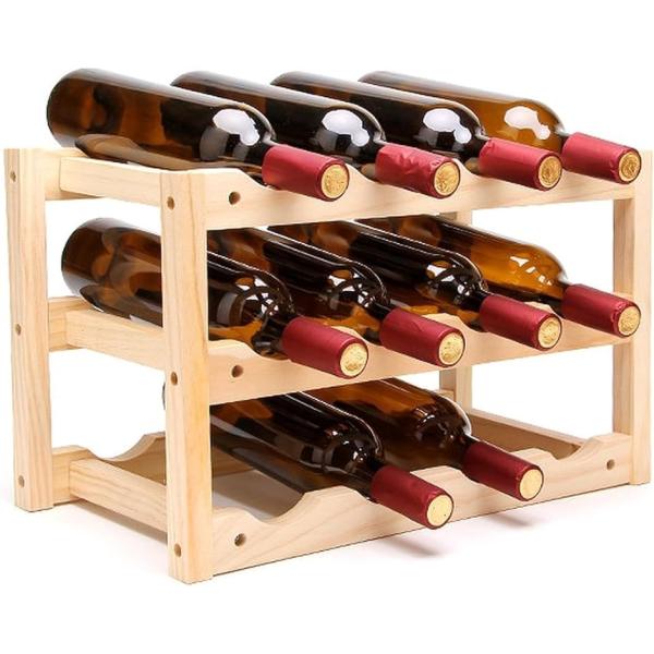 ワインを効率よく、お洒落に整理できるワインラックです。1段につき4本収納でき、3段で合計12本の収納が可能です。木目を生かしたやさしいナチュラルな風合いの木の素材を使用。和風・洋風にこだわらず、コーディネートしやすいです。ワインを天然の木の...