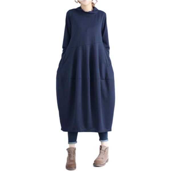 バリエーションコード : 2B8DFJPCIW秋冬はもちろん、まだ肌寒い春先にも大活躍の、重ね着をする季節にも嬉しい、ゆったりとした身幅のコクーン型ロングワンピースになります。お色はどんなお洋服にも合わせやすい、ブラック、グレー、ネイビー、...