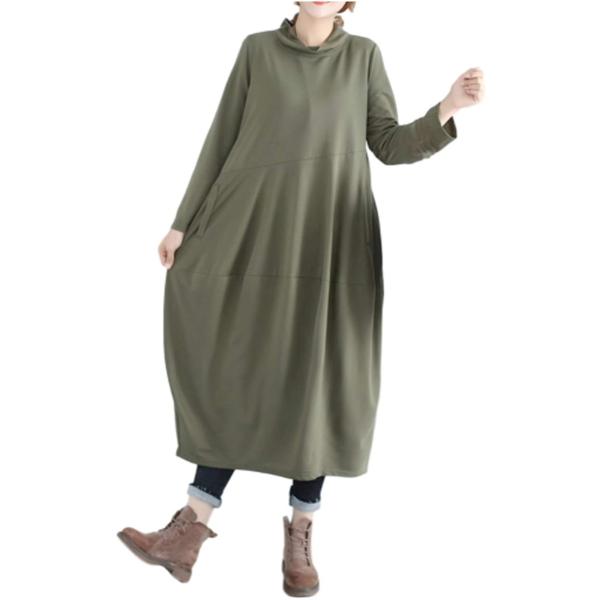 バリエーションコード : 2B8DFJPCIW秋冬はもちろん、まだ肌寒い春先にも大活躍の、重ね着をする季節にも嬉しい、ゆったりとした身幅のコクーン型ロングワンピースになります。お色はどんなお洋服にも合わせやすい、ブラック、グレー、ネイビー、...