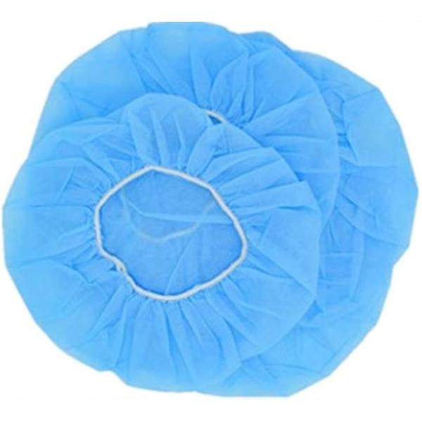 バリエーションコード : 2B82RPR88G材質：不織布スパンボンドポリプロピレン　大きいサイズ、フリー 男女兼用　カラー：ホワイト/ブルー食品加工工場・介護・医療・検品検査作業に最適。髪の長い女性や髪型を崩したくない、工場見学の方にお勧...