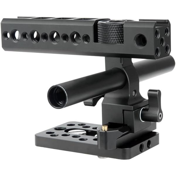 「5イン１セット」本製品はハンドグリップ＋NATO Rail＋ベースプレート＋15mmロッドクランプ＋15mmロッドの組み合わせです。「360度回転ハンドル」ハンドルの真ん中の赤いノブを調整することで、360度回転可能、自由に方向調整できま...