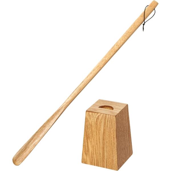 ・「長さ」75cm　長い靴べらなので、腰をかがめずに靴が履けます。・「材質」靴べら:シリブカガシ　スタンド:ヤチダモ・「表面」ウレタンコーティング仕上げ・「付属品」靴べらスタンド・kicoriyaクリーニングクロス