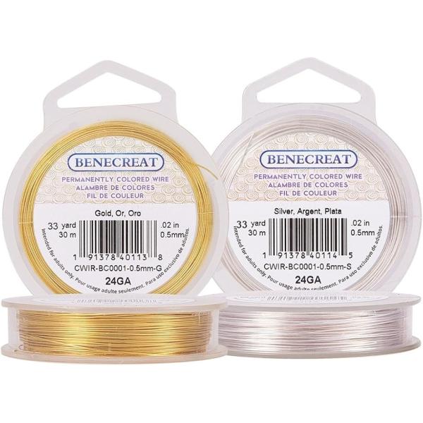 バリエーションコード : 2B8U04JN1S・パッケージ?容：2巻き・サイズ:線径0.5mm；長さ：30ｍ・カラー：ゴールド＆シルバー； 変色防止塗料， エナメルカラー・光沢があり、高品質なカッパーワイヤー、 アクセサリーを作るのに適して...