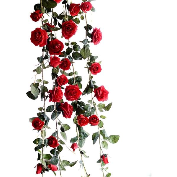バリエーションコード : 2B8VYHR8I0・大小2つの大きさのバラ・つぼみが混在しているガーランド。「全長」約1.8m 「重量」：約165g・9cm・5cm 2つの大きさのバラと3.5cmのつぼみは造花ながら本物に近い仕上がりとなってい...