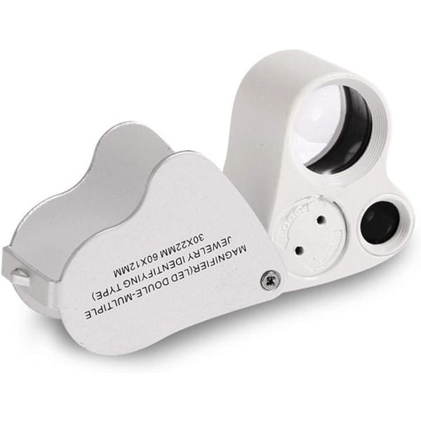 持ち運びやすい小型ジュエリールーペ：折りたためば極小サイズになるハンディルーペ、たためばレンズ部分がカバーされる構造のため、レンズにキズが入りにくく、より持ち運びやすい。2種類の倍率：30倍のレンズと60倍のレンズを装備。宝石や貴金属の鑑定...