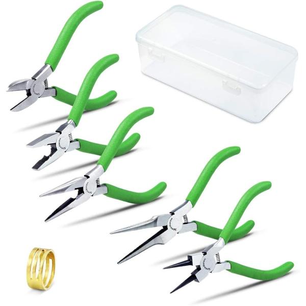 ・「セット内容」ニッパー（全長約115mm）、ラジオペンチ（全長約135mm）、ペンチ（全長約120mm）、リードペンチ（全長約137mm）、丸ペンチ（全長約122mm）。・「用途」線や銅線、軟鉄線（針金）、ピアノ線などの線材の切断にお使い...