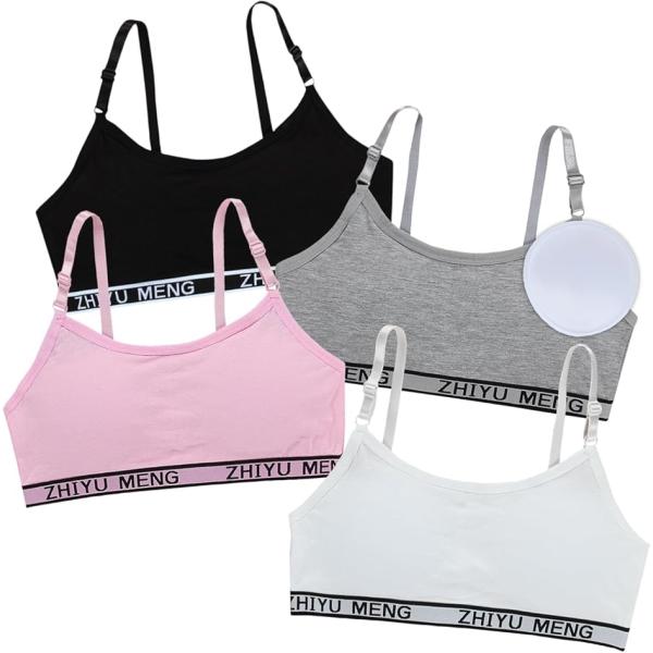 バリエーションコード : 2B90W2FNWTバストが膨らみ始めた女の子に、成長期のバストをやさしくサポート。見えても気にならない、動きにしっかりフィットするカップ付きハーフトップです。背中側がX字になったタイプと肩紐の長さを調整するアジャ...