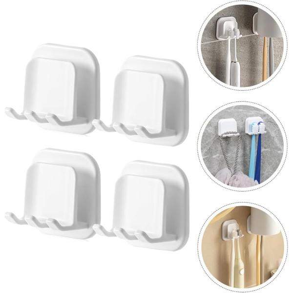 バリエーションコード : 2B9CSOQN2S＊4個歯ブラシホルダー：商品サイズ約W5xD5xH3cm、フィルムフック接着面約W5xH5cm。各歯ブラシホルダーには3つの歯があり、2本の歯ブラシを掛けることができます。＊良い品質：歯ブラシホ...
