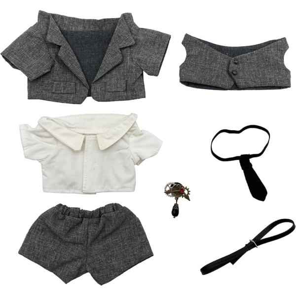 バリエーションコード : 2B91WFKNQFぬいぐるみ用の服です。「 適用サイズ 」約20cm綿人形「 セット内容 」ジャケット・ズボン・シャツ・ベスト・ネクタイ・ベルト・ブローチ人形本体は含まれません。またセット内容以外のものも含まれま...