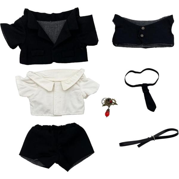 バリエーションコード : 2B91WFKNQFぬいぐるみ用の服です。「 適用サイズ 」約20cm綿人形「 セット内容 」ジャケット・ズボン・シャツ・ベスト・ネクタイ・ベルト・ブローチ人形本体は含まれません。またセット内容以外のものも含まれま...