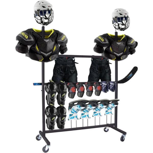 「大容量収納」ホッケーラックは155 x 100cmの大型サイズで、2セットのアクセサリーを収納できます。アイスホッケーの大型機器も使用できます。「優れた耐久性」フィールドホッケーラックは高品質の炭素鋼製で、幅3cmのチューブ付きで、最大1...