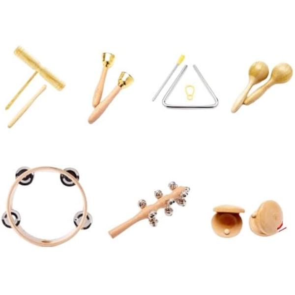 バリエーションコード : 2B943O85W8「簡単・楽しい打楽器セット」可愛いデザインの打楽器セットです。木製なので軽くて丈夫な設計です。「おもちゃとしても最適です」それぞれの打楽器が様々な音色を奏でてくれます。お子様が触って聴いて知育に...
