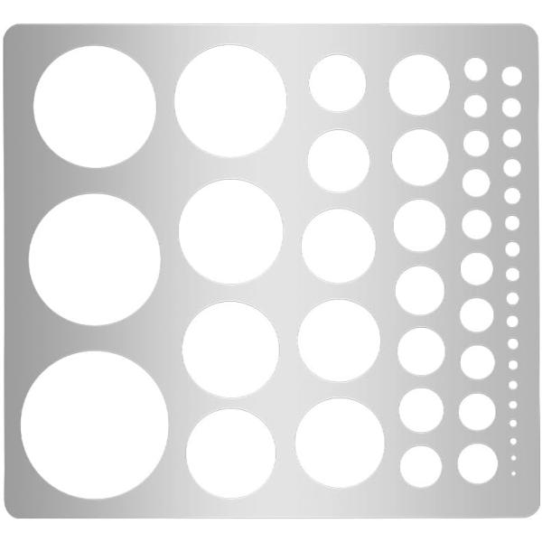 「様々な円」円テンプレートには直径の異なる円が多く、円柱や円錐などを簡単に描くことができます。円形のトレースを描き、描画に使用される円形のテンプレートです。サイズ:金属ステンシルは幅約200mm、長さ185mm、厚さ0.5mmです。さまざま...