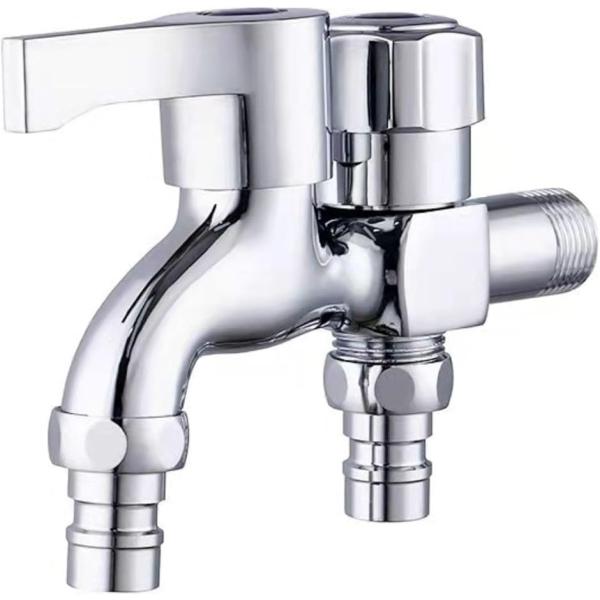 介護施設や社宅に最適。洗濯機2台同時利用可能。多量の洗濯物に便利な二股水栓金具。浴室や庭にも適用可能世界標準G1/2規格対応で、ほとんどの水道管に接続可能。シャワー、浄水器、散水ホース等の多目的利用が可能。亜鉛合金・ABS複合高密度樹脂製。...