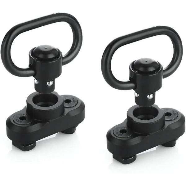 バリエーションコード : 2B94X320XY「仕様」汎用性のある着脱式　QDスイングスイベル2個セットです。楕円型と三角型の2種類からお選びいただけます。サバゲー、ワイルドクライミングなど様々な場面でお使いいただけます。「素材」スリングに...