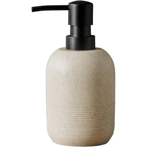バリエーションコード : 2B95X5H56F砂石柄のお洒落なソープディスペンサーです。モダンでシンプルなデザインが特徴的です。洗面所やキッチンにスタイリッシュな雰囲気をプラスします。使いやすい液体状のプッシュタイプで、シャンプーやボディソ...