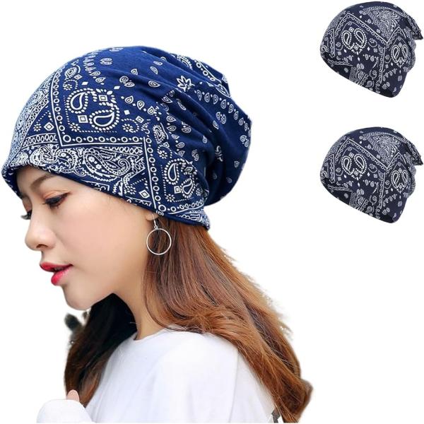 バリエーションコード : 2B96L8UQHI3WAYで使える、ペイズリー柄のレディースヘアキャップセットです。帽子として、ターバンやヘアバンドとして、さらにはネックウォーマーとして、使い方は自由自在。肌触りのいいコットン素材＆洗い替えに便...