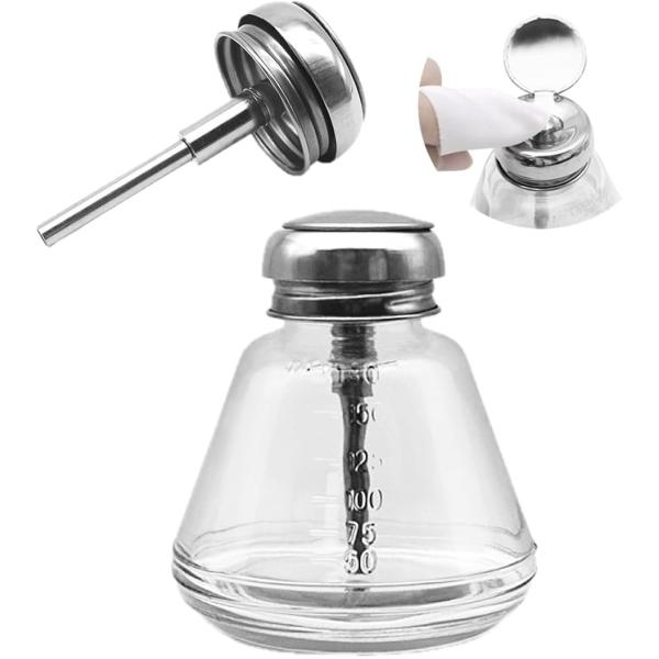 「蓋付きプッシュダウンディスペンサー」片手で簡単に液体を吸い上げることができるプッシュダウンディスペンサーです。コットンパッドやタオルを上に置き、真ん中を押すと液体が表面に浮き上がり、コットンパッドを液体で浸すことが可能です。蓋が付いており...