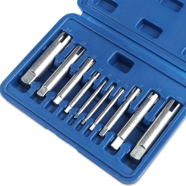 「ネジやボルトを簡単に除去」錆びたネジ、潰れたネジ、舐めたネジや折れたボルトを簡単に外せるタップ抽出器です。炭素鋼素材を使用し、高硬度と優れた耐摩耗性で長期間使用可能。通常の工具では取り除けないネジやボルトを除去したい場合にぜひ活用してみて...