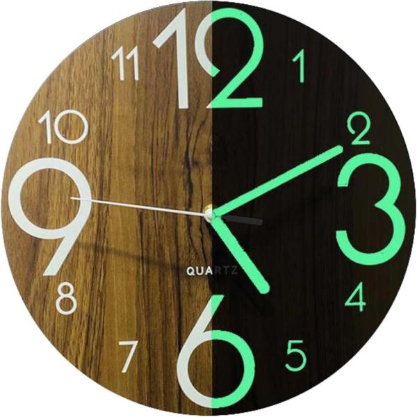 バリエーションコード : 2B98JO1D2T「暗くすると光る壁掛け時計」洗練された木目調のシンプルな蓄光型夜光掛け時計です。アラビア数字の大文字で見やすく、モダンな空間からナチュラルなインテリアまで幅広くマッチします。「音のしないサイレン...