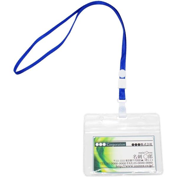 バリエーションコード : 2B99PINUXJ「イベントやオフィスに活躍する予備付き名札ケース」名札ホルダーと首掛け青色ネックストラップがセットになった、防水・ソフトタイプの首下げネームホルダー100枚セットになります。入れるカードのサイズ...